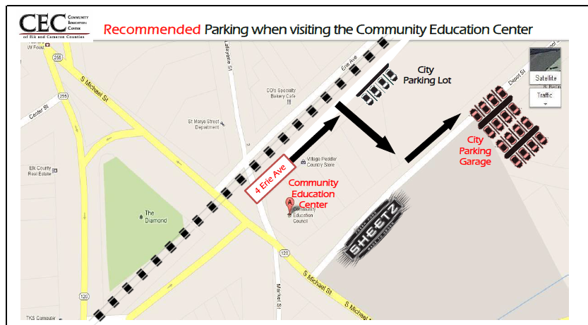 Directions & Parking - Community Education Center of Elk and Cameron ...